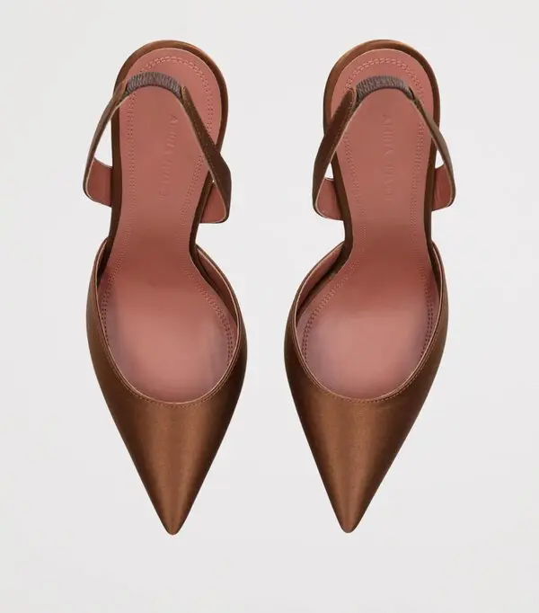 Amina Muaddi Satin Holli Slingback Heels