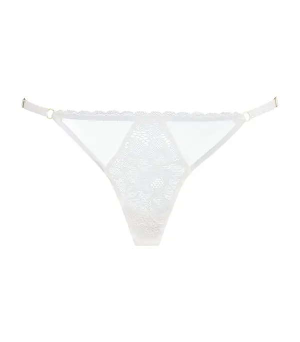 Kiki De Montparnasse Lace Dahlia Thong - Ivory