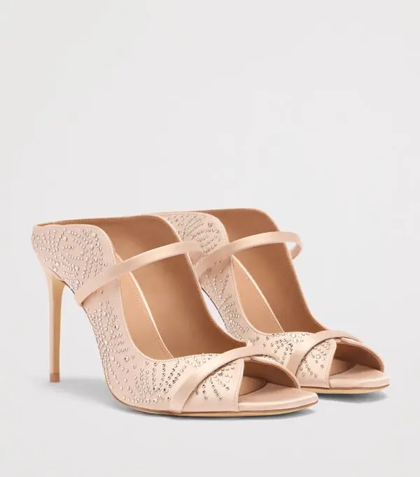 MALONE SOULIERS Satin Crystal-embellished Noah Heeled Sandals - Metallic