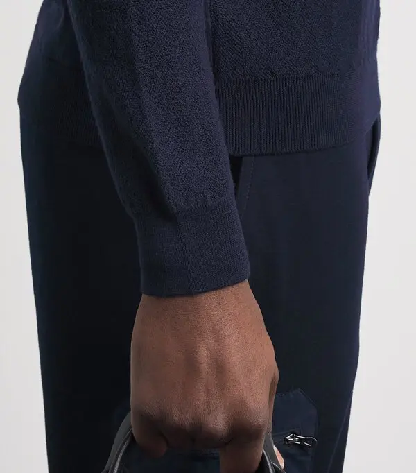 Sease Wool, Silk And Cashmere Herringbone Henley Top