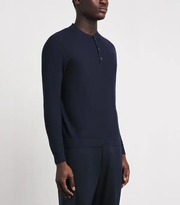 Sease Wool, Silk And Cashmere Herringbone Henley Top