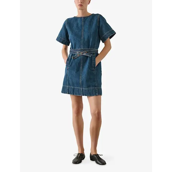 Soeur Eclair Belted Denim Mini Dress