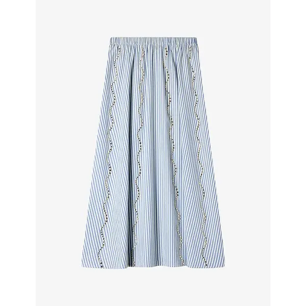 Sandro Striped Rhinestone-embellished Maxi Skirt