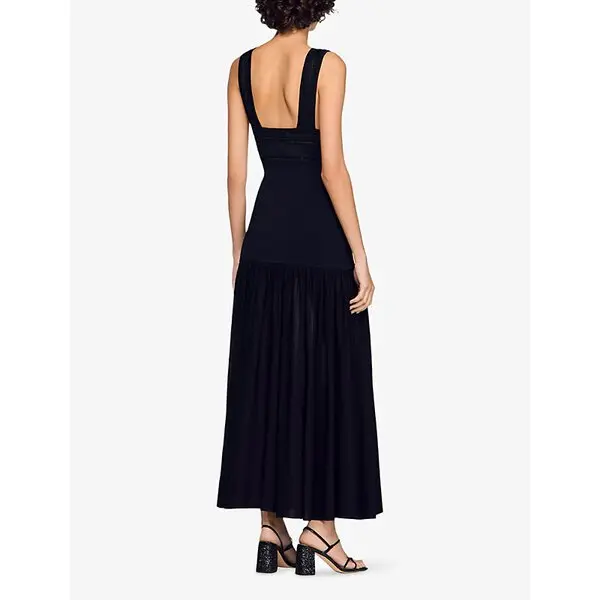 Sandro Sleeveless V-neck Knitted Maxi Dress