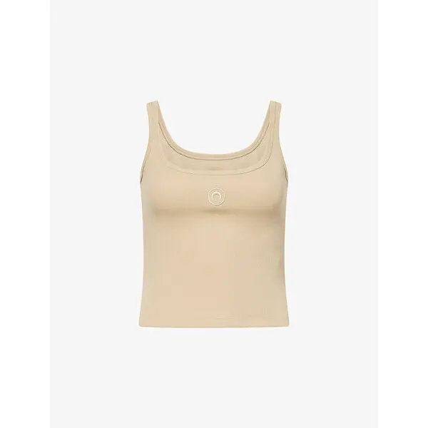 MARINE SERRE Embroidered Logo-patch Stretch-cotton Top