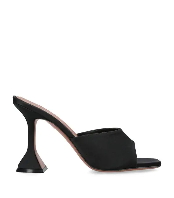 Amina Muaddi Satin Lupita Heeled Mules - Black
