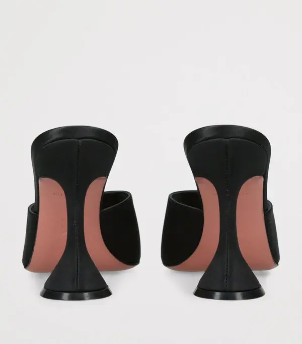 Amina Muaddi Satin Lupita Heeled Mules - Black