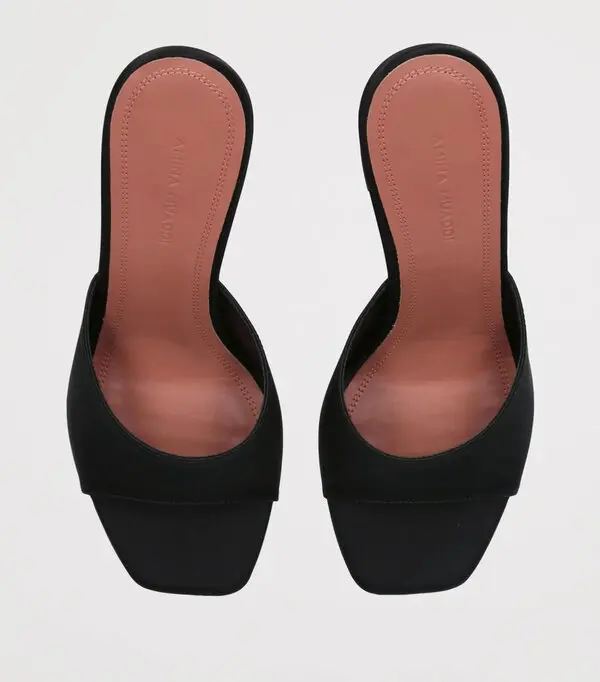 Amina Muaddi Satin Lupita Heeled Mules - Black