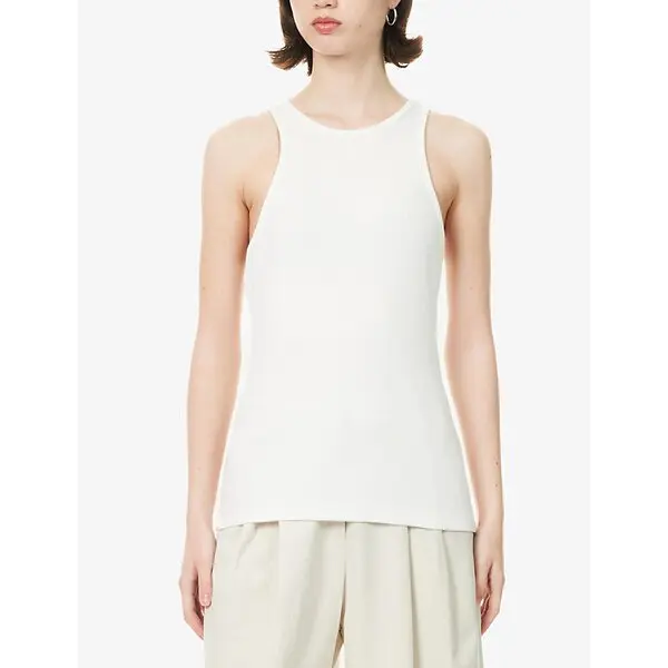 ANINE BING Cole Embroidered Logo Knit Top - Ivory