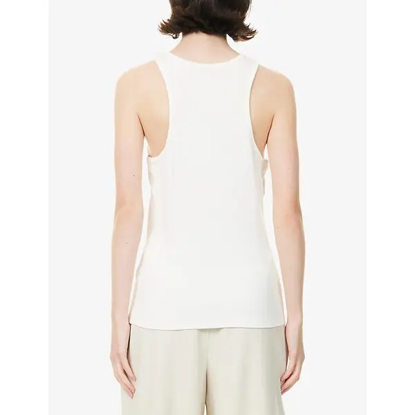 ANINE BING Cole Embroidered Logo Knit Top - Ivory