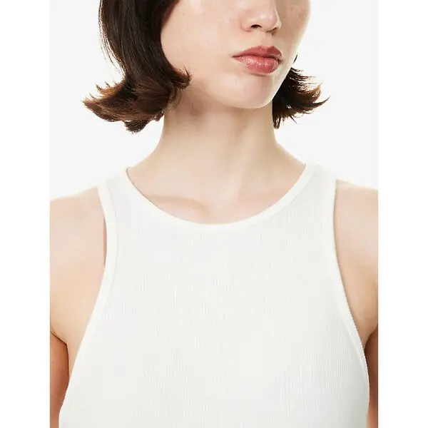 ANINE BING Cole Embroidered Logo Knit Top - Ivory