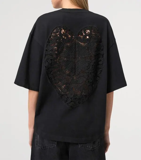 ALLSAINTS Crochet-detail Amelie T-shirt - Black