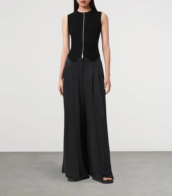 ALLSAINTS Satin Wide-leg Trousers - Black
