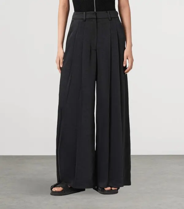 ALLSAINTS Satin Wide-leg Trousers - Black