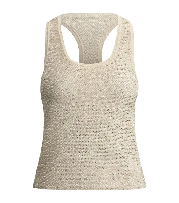 Ralph Lauren Embellished Mulberry Silk Tank Top - Neutral