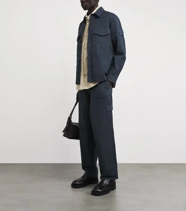 Stone Island Cotton-linen Ghost Fatigue Trousers - Blue