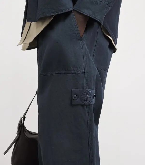 Stone Island Cotton-linen Ghost Fatigue Trousers - Blue