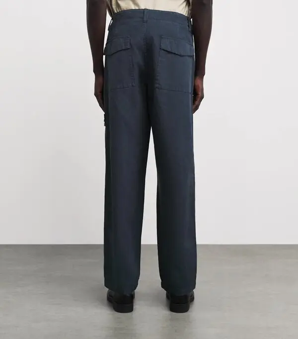 Stone Island Cotton-linen Ghost Fatigue Trousers - Blue
