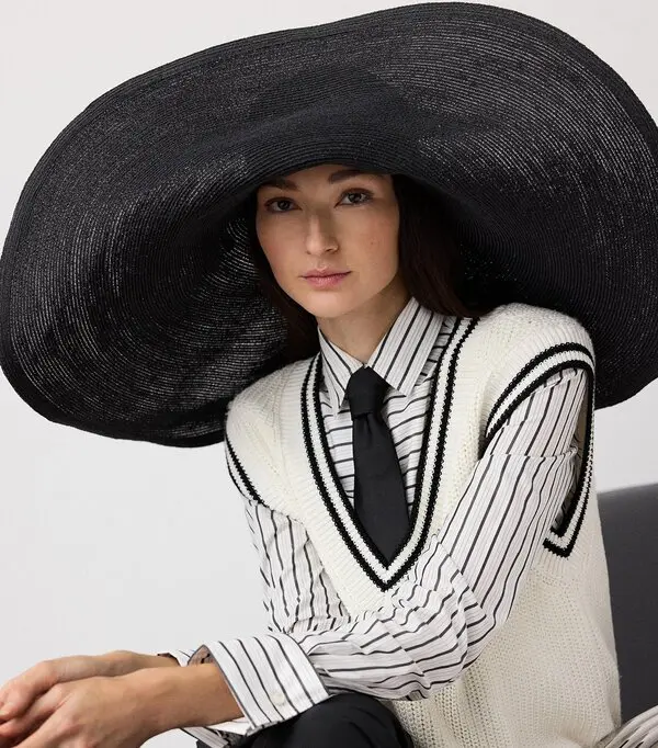 Ralph Lauren Woven Wide-Brim Hat In Black | Editorialist display picture 1