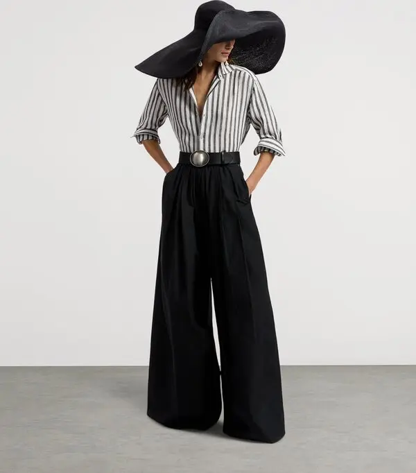 Ralph Lauren Woven Wide-Brim Hat In Black | Editorialist display picture 2