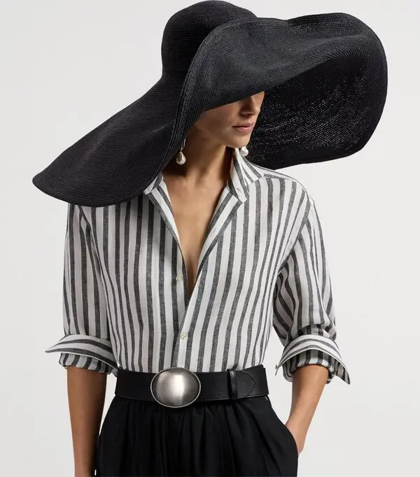 Ralph Lauren Woven Wide-Brim Hat In Black | Editorialist display picture 1