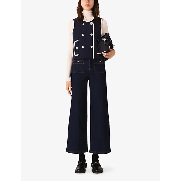 Maje Sleeveless Wool-blend Double-breasted Top