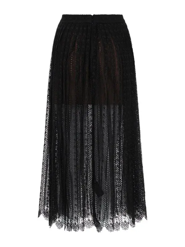 SELF-PORTRAIT Lace Midi Skirt - Black