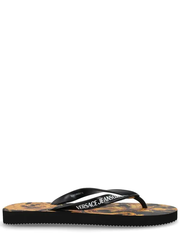 Versace Logo Thong Sandal - Black