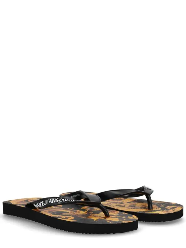 Versace Logo Thong Sandal - Black
