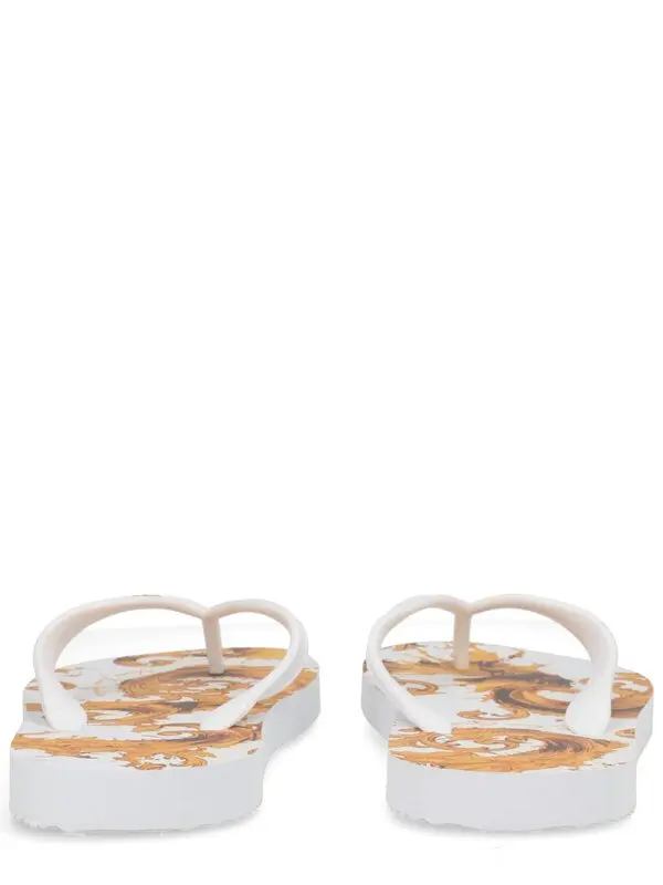 Versace Thong Sandals With Logo - White