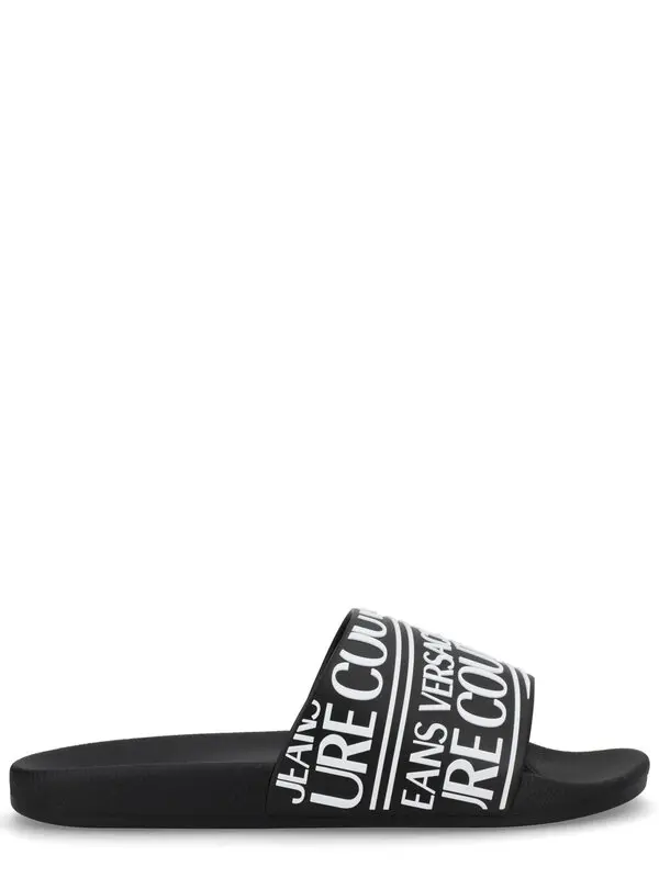 Versace Slides With Logo - Black