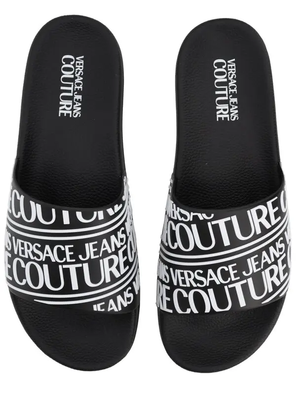 Versace Slides With Logo - Black