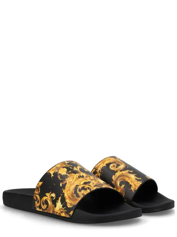 Versace Slides With Print - Black