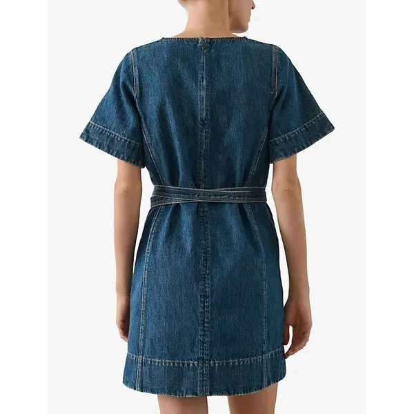soeur denim dress Buy Soeur Eclair Belted Denim Mini Dress - Bleu/vert At 17% Off