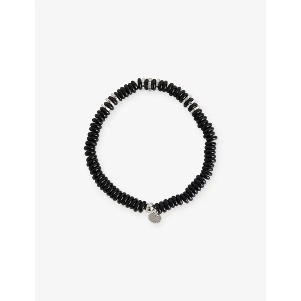 Tateossian Positano Rhodium-plated Sterling Silver And Agate Beaded Bracelet - Black