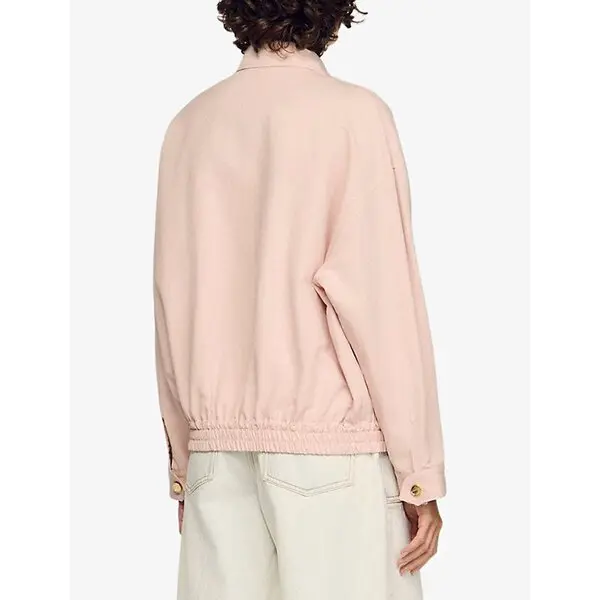 Sandro Collared Relaxed-fit Cotton And Linen-blend Jacket