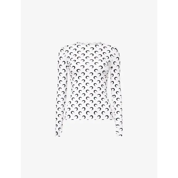 MARINE SERRE Moon Print Long-sleeve Top - Optical White