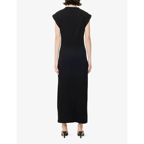 ANINE BING Alix Gathered Cotton-blend Maxi Dress