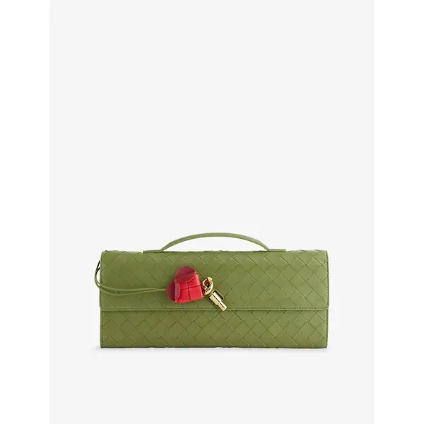 Bottega Veneta Andiamo Leather Clutch - Matcha Lipstick
