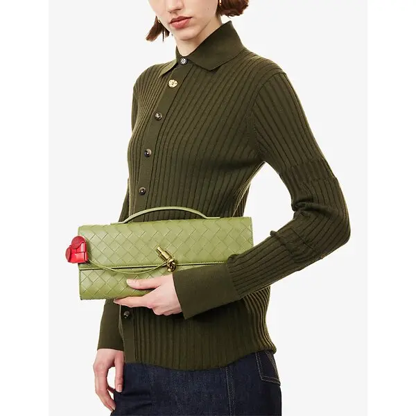 Bottega Veneta Andiamo Leather Clutch - Matcha Lipstick