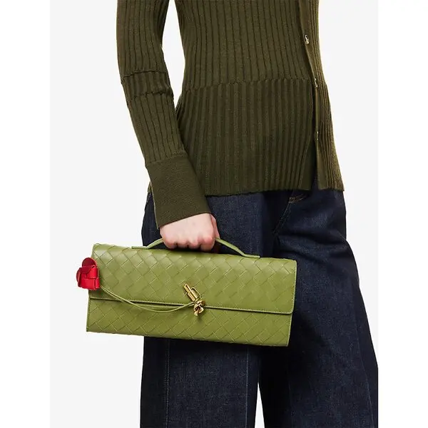 Bottega Veneta Andiamo Leather Clutch - Matcha Lipstick