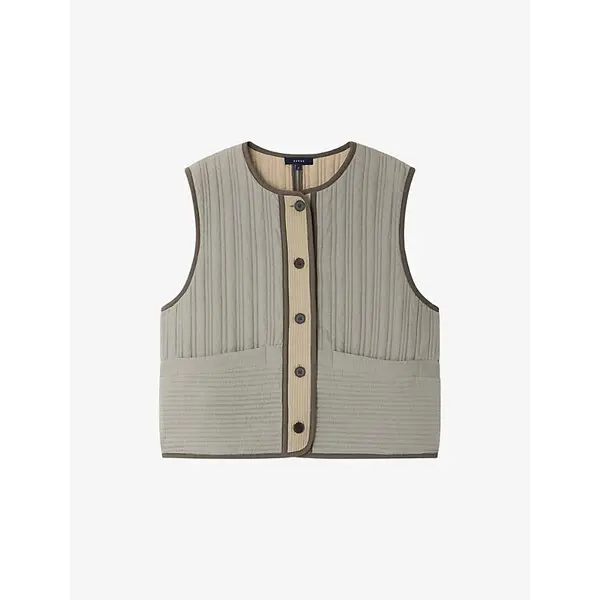Soeur Hima Quilted Cotton Vest - Vert D Eau/beige