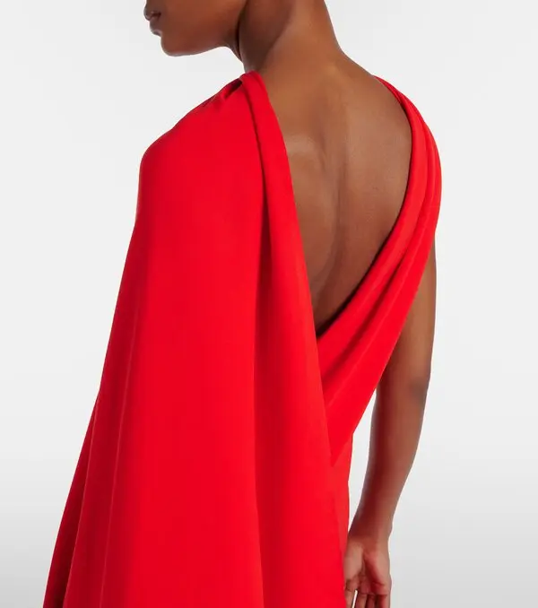Balenciaga Open-back Caped Gown In Silk And Wool Crepe