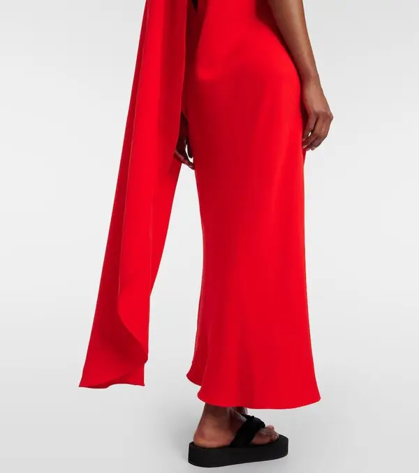 Balenciaga Open-back Caped Gown In Silk And Wool Crepe