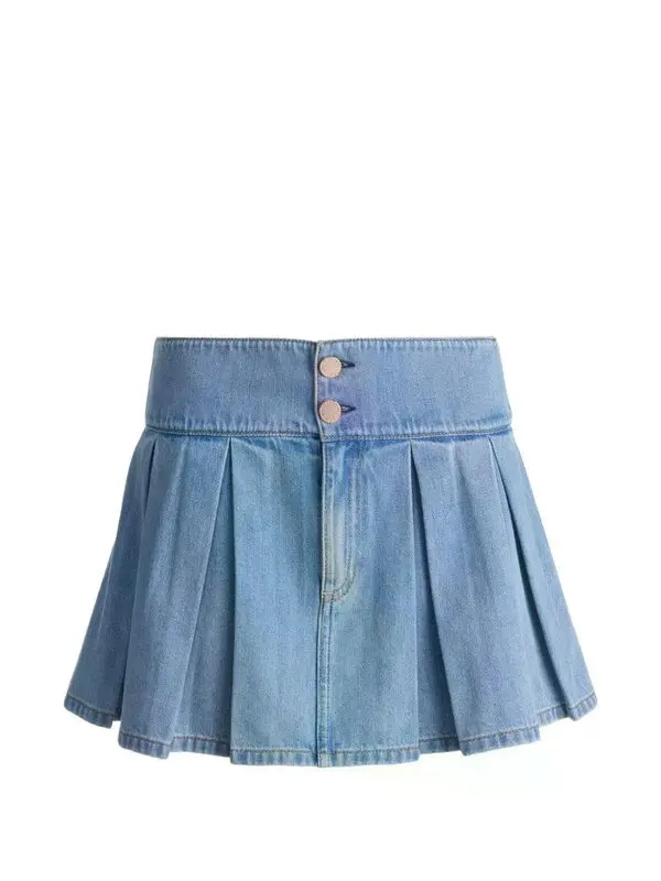 Alice + Olivia Amy Pleated Denim Mini Skirt