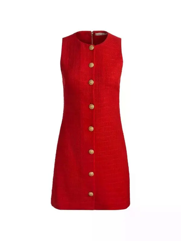 Alice + Olivia Cade Button Sleeveless Mini Dress