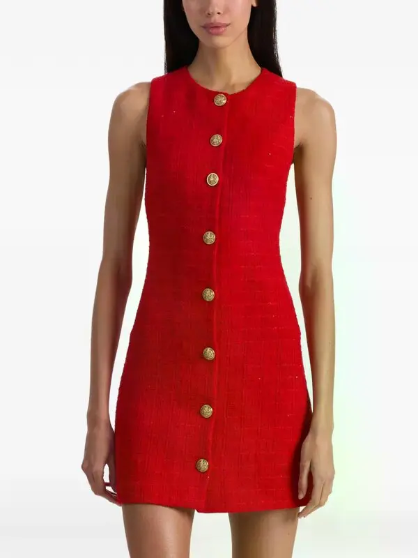 Alice + Olivia Cade Button Sleeveless Mini Dress