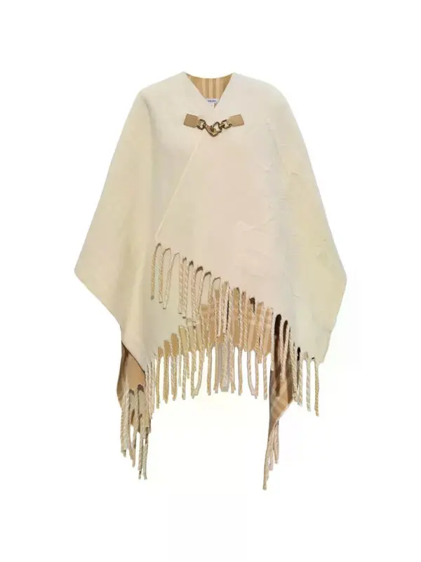 Burberry Fringe Poncho - Neutrals