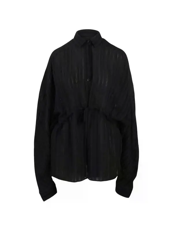 THELATEST Striped Drawstring Shirt - Black