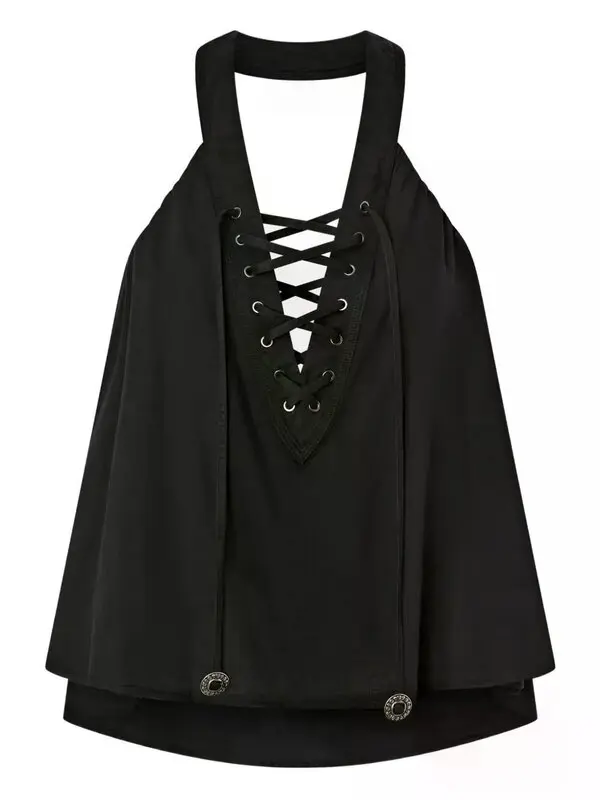 Pinko Lace-up Halterneck Top - Black